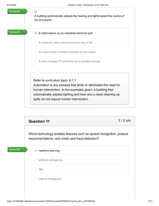 Cisco introduction to iot chapter 4 quiz | PDF | Computer Networking | Computing