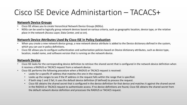 Cisco ise jun os and ios xr - tacacs+ integration | PPTX