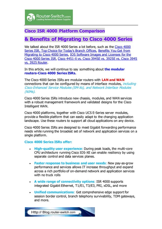 Cisco isr 4000 platform comparison & benefits of migrating to cisco ...