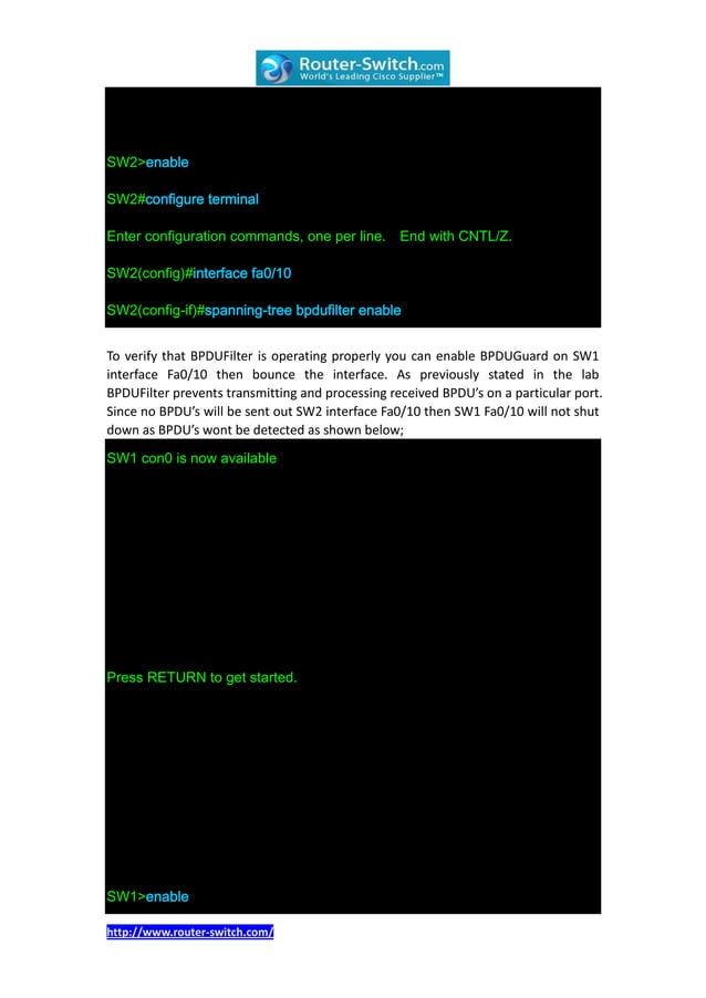 Cisco lab, guide to configure interface stp attributes | PDF