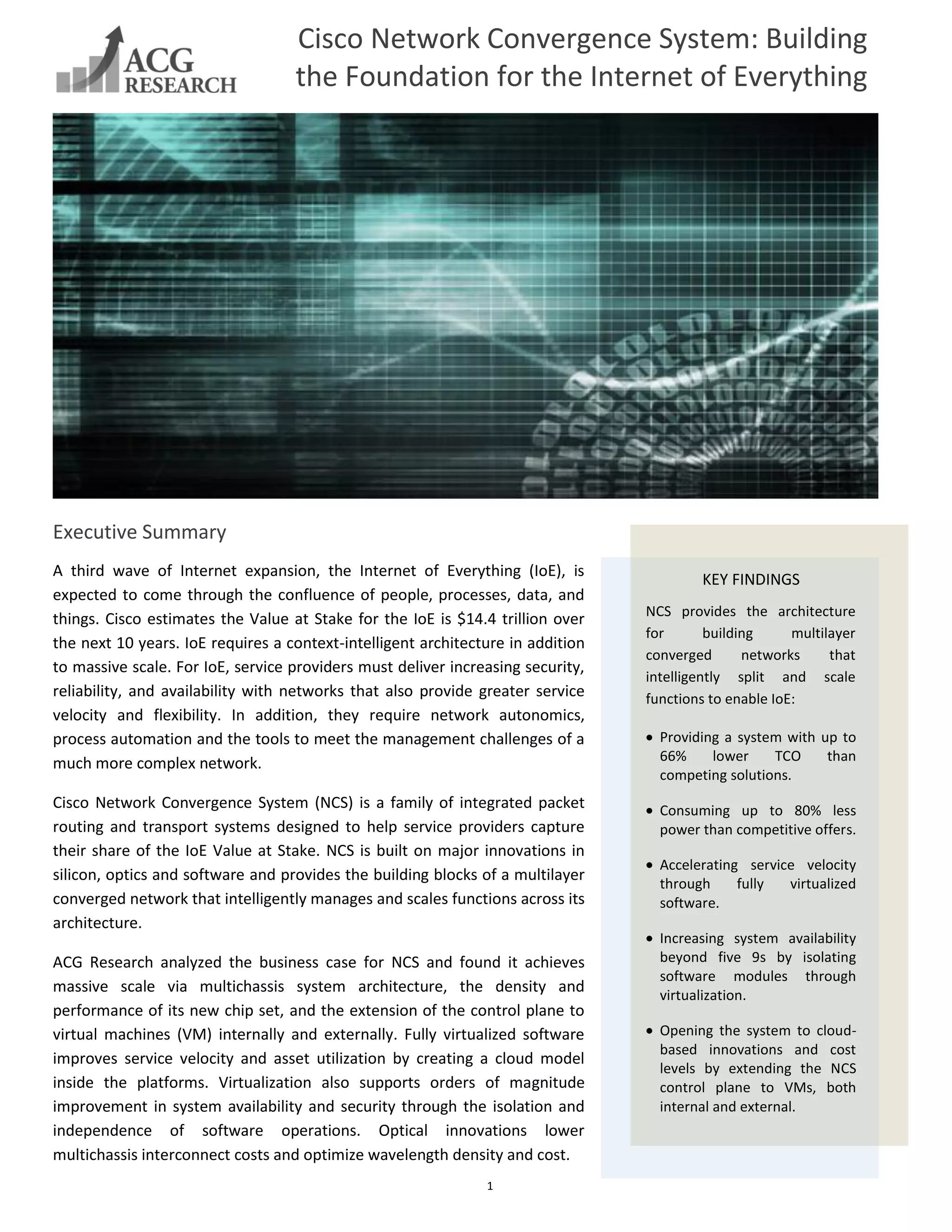 Cisco Network Convergence System: Building the Foundation for the Internet of Everything | PDF