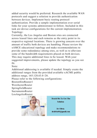 Cisco Networking - WAN Implementation with SOHO ConfigurationYou.docx