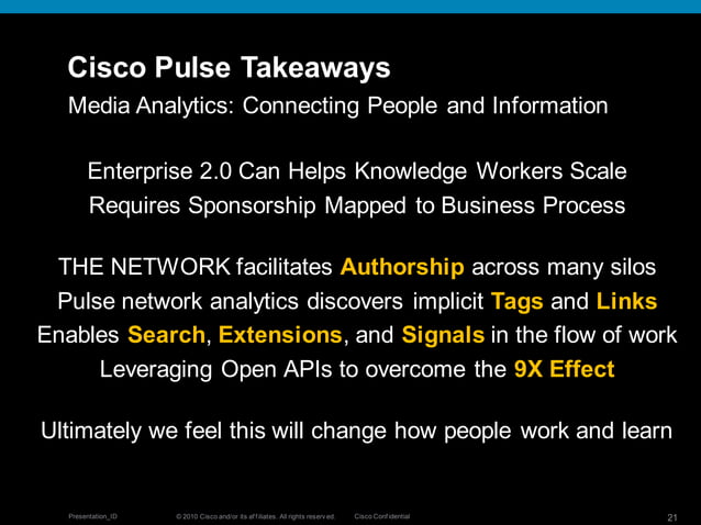 Cisco Pulse Media Analytics: Connecting The Human Network @ Work | PPT
