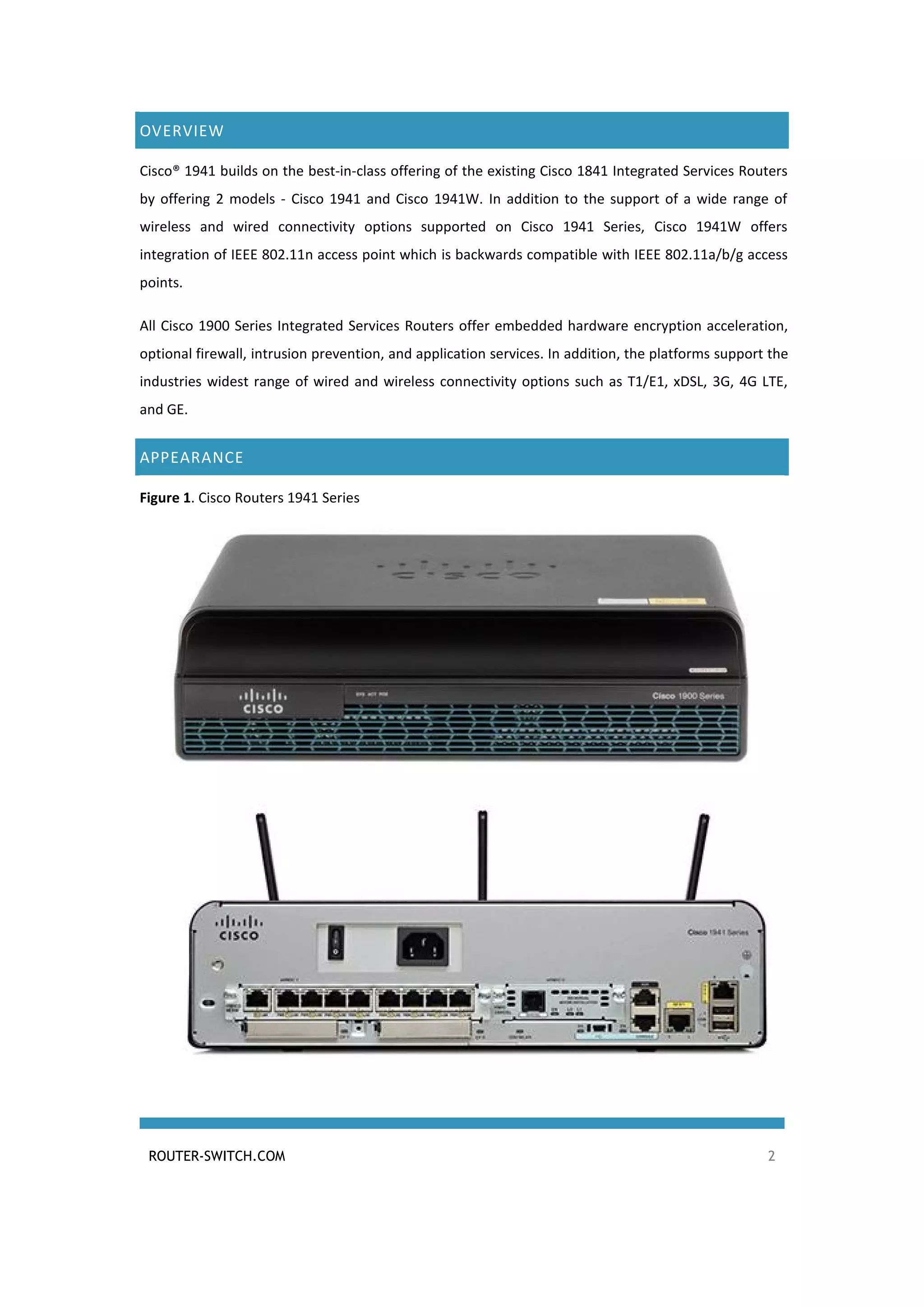 Cisco router 1941 series datasheet | PDF