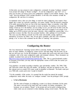 Cisco router configuration | DOCX | Computer Peripherals | Computing
