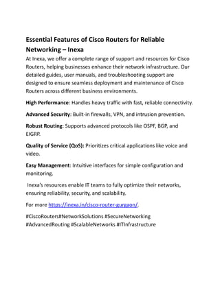 Upgrade Your Network with Cisco Routers – Inexa | PDF