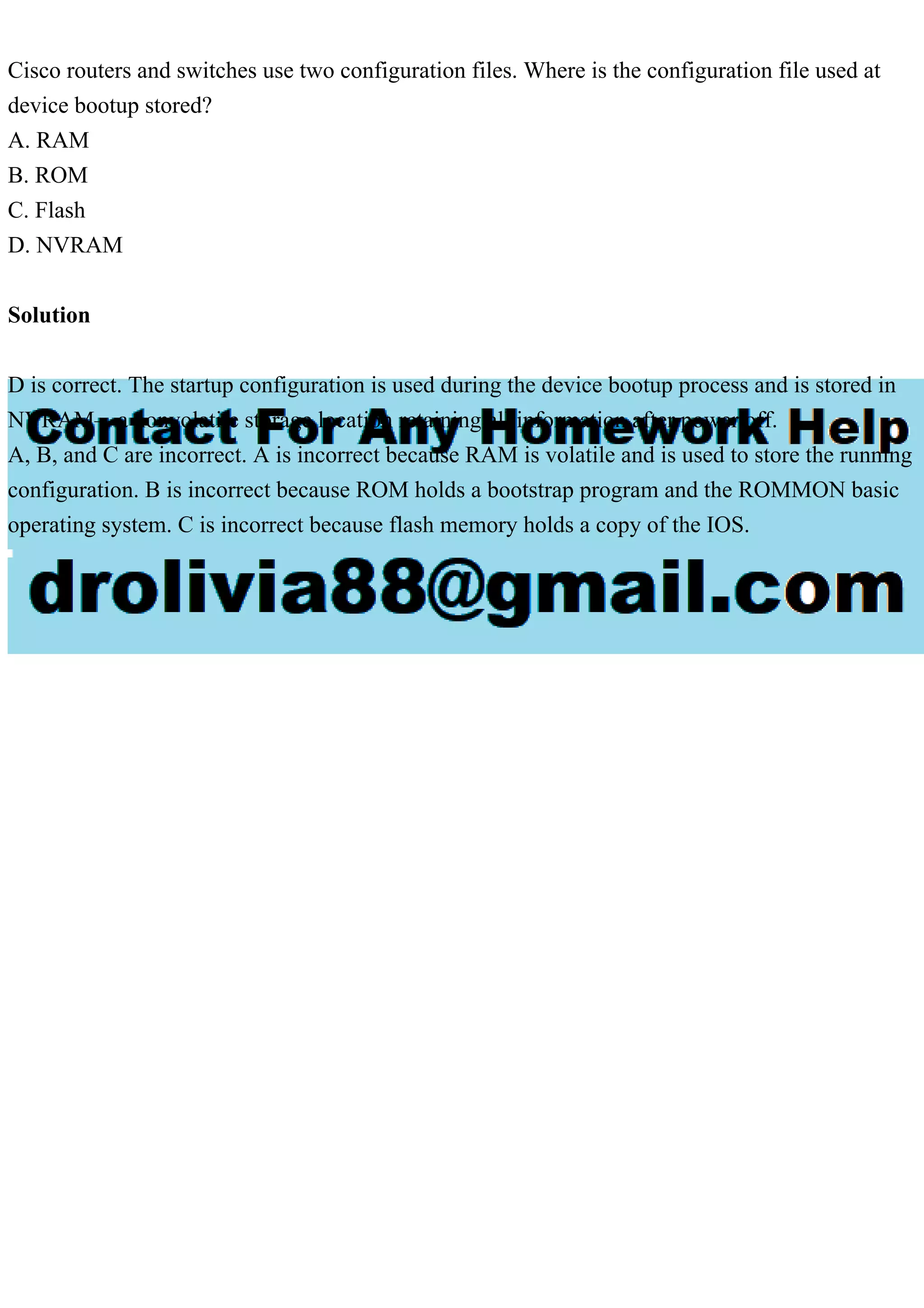 Cisco routers and switches use two configuration files. Where is the.pdf | Operating Systems ...
