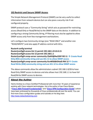 Cisco Router and Switch Security Hardening Guide | PDF