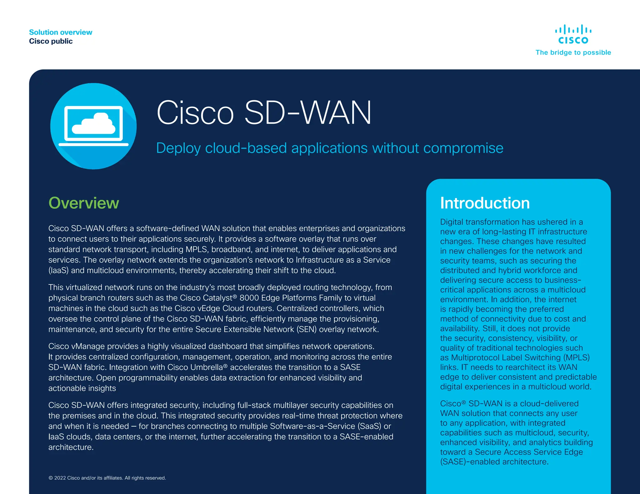 Cisco SD-Wan introduction and caracteristics.pdf | Cloud Computing | Internet