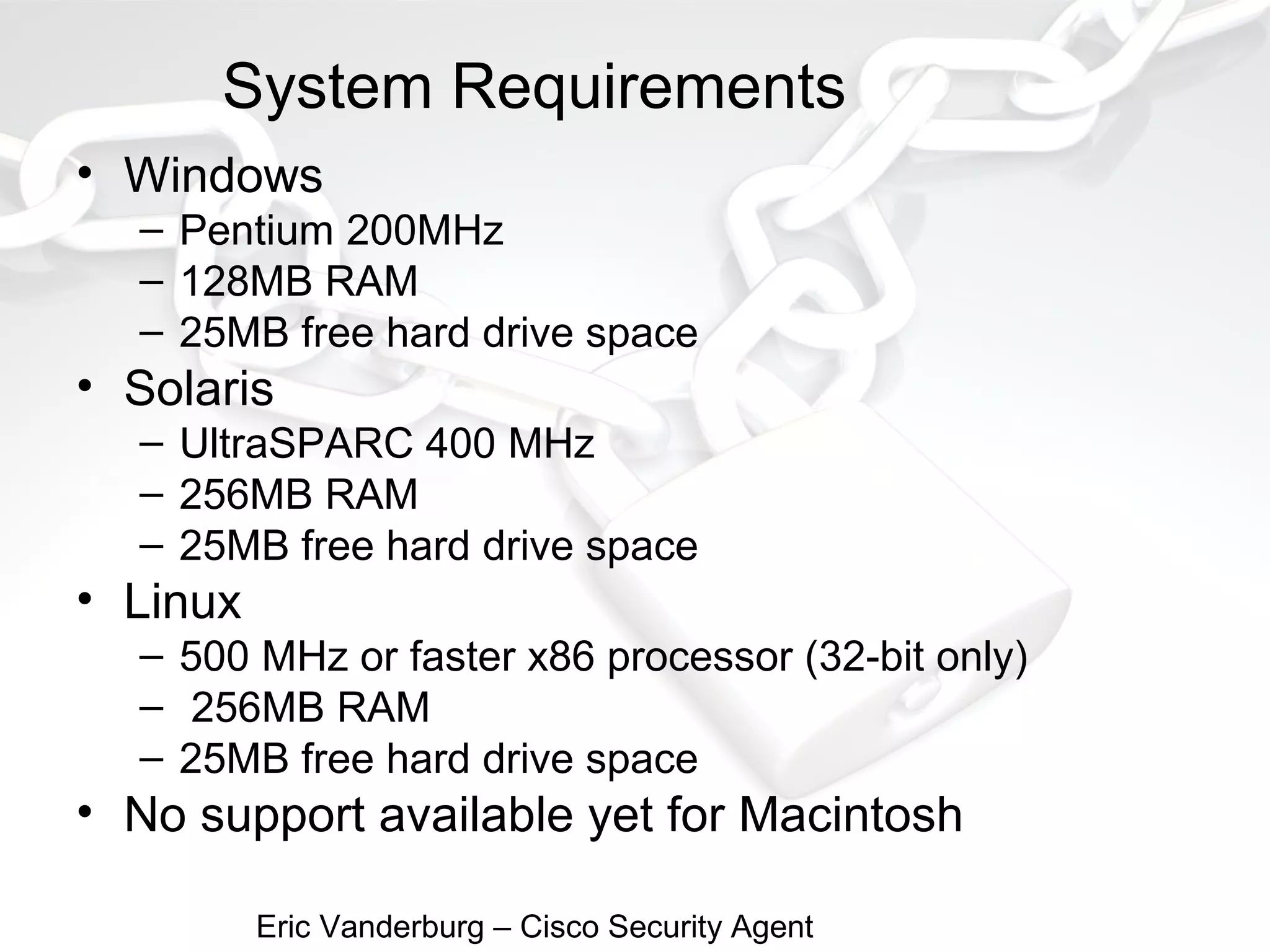 Cisco Security Agent - Eric Vanderburg | PPT