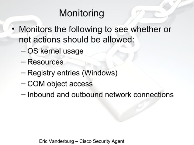 Cisco Security Agent - Eric Vanderburg | PPT