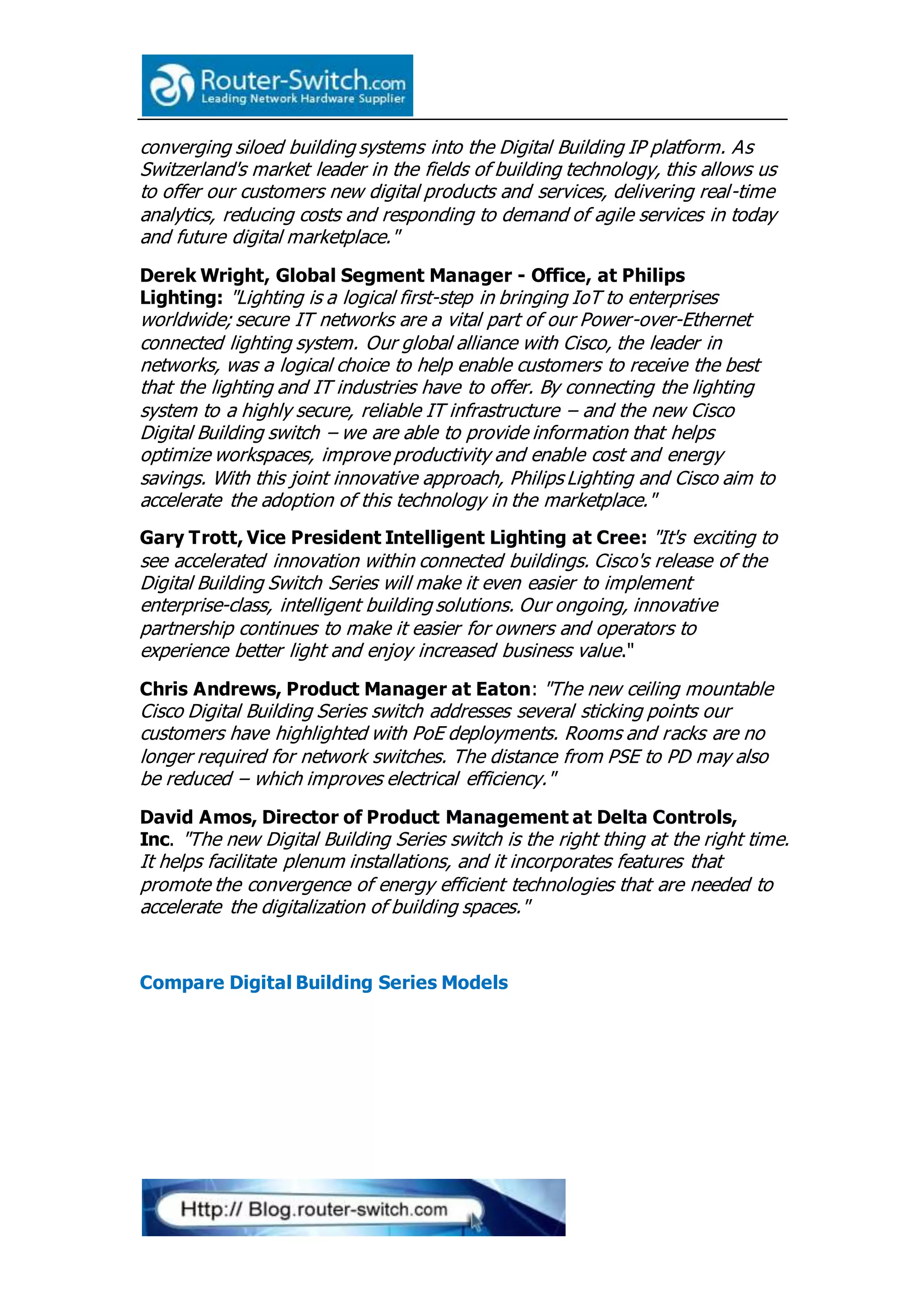 Cisco's new 'light switch' the catalyst digital building series | DOCX