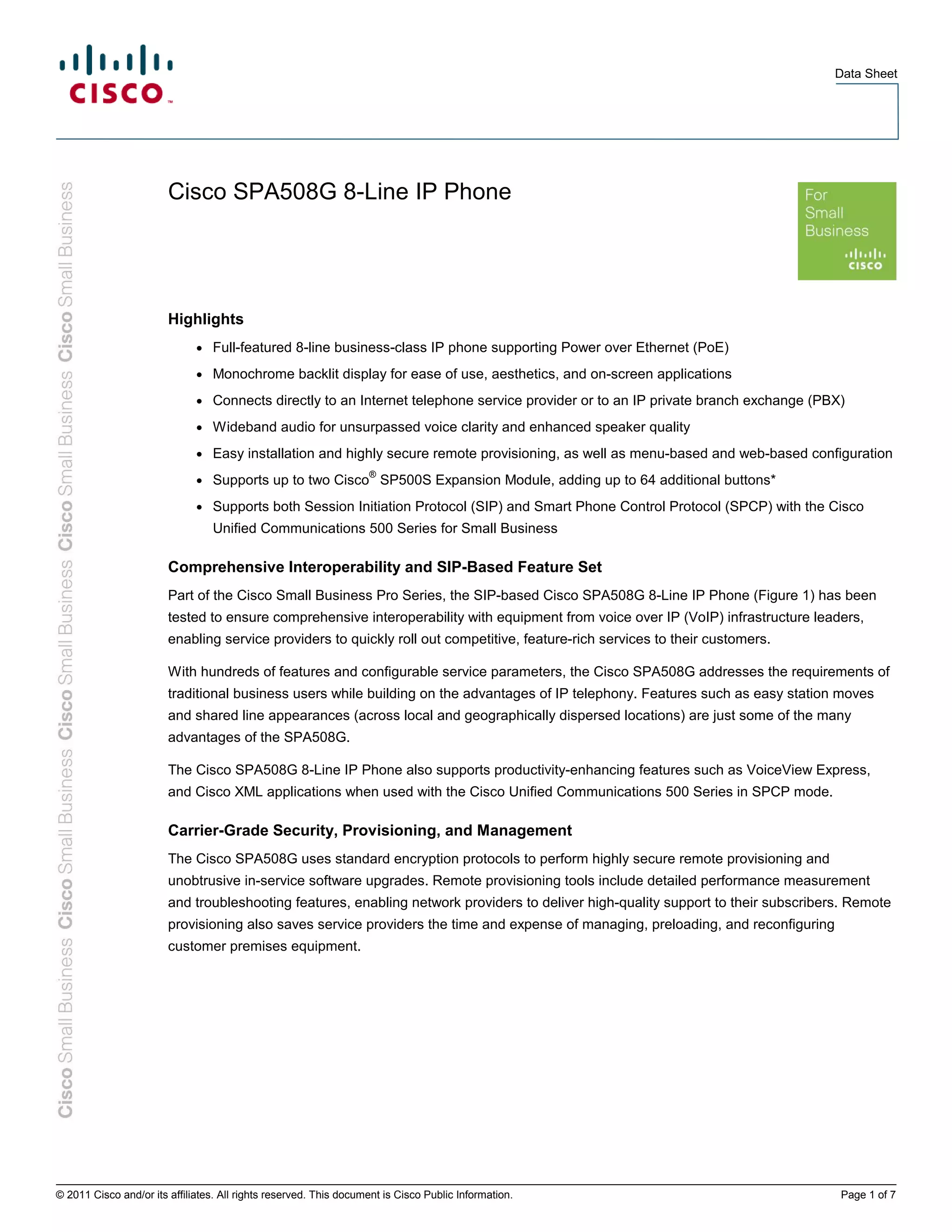 Cisco spa508 data sheet | PDF