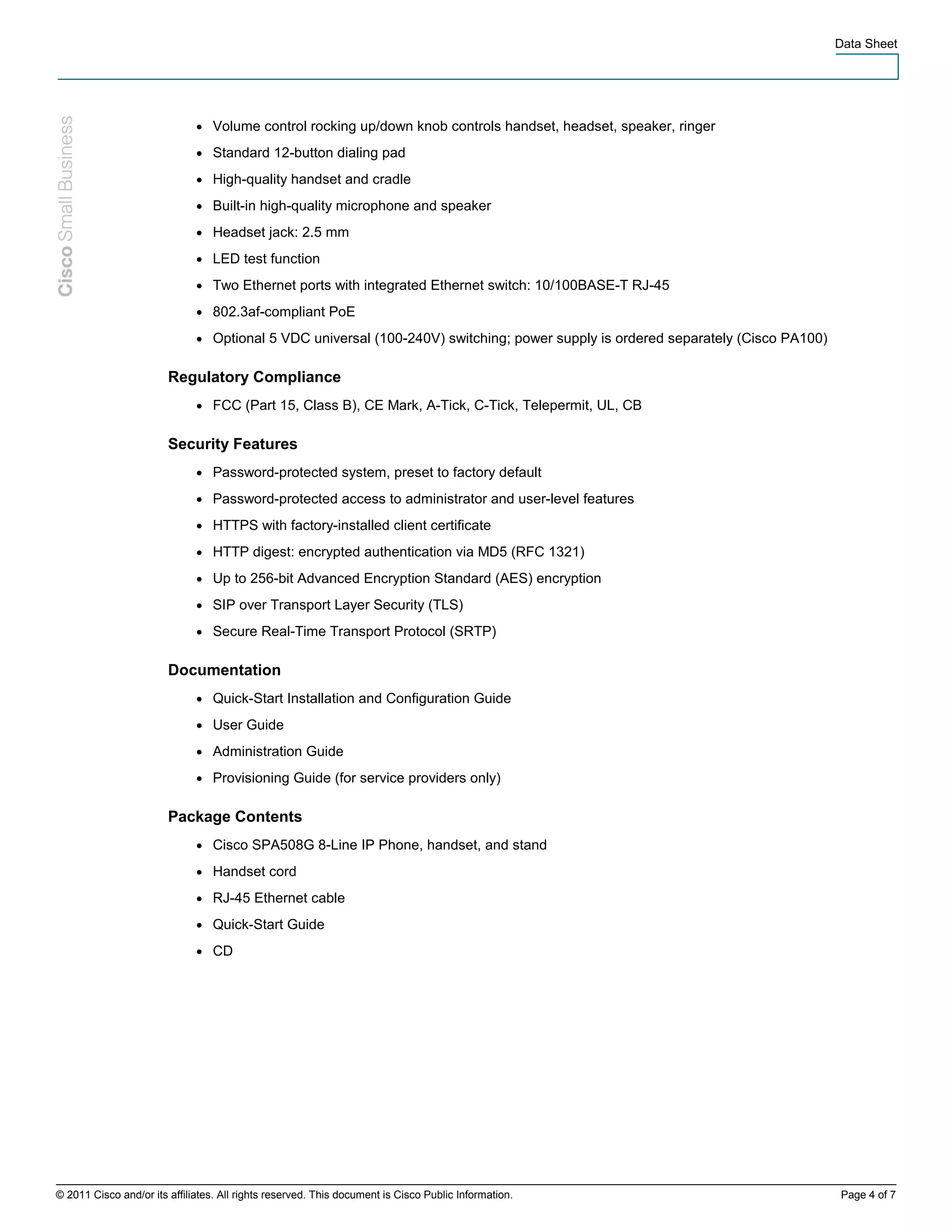 Cisco spa508 data sheet | PDF