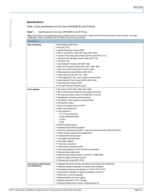 Cisco spa508 data sheet | PDF