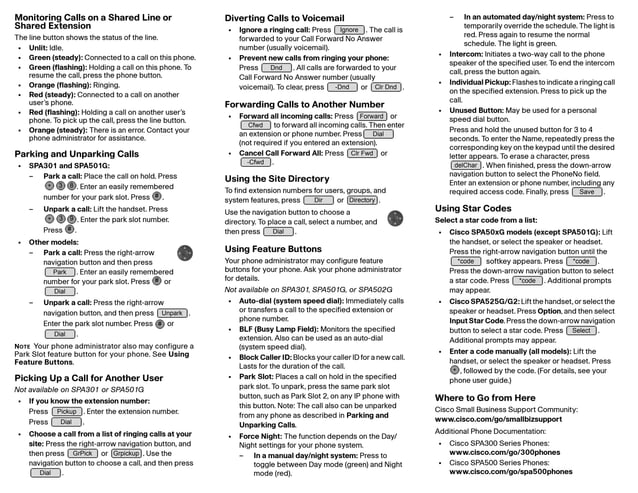 Cisco spa508 quick reference card | PDF