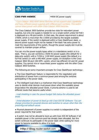 Cisco stack power technology for cisco catalyst 3850 switches | DOCX