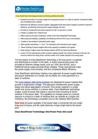 Cisco stack power technology for cisco catalyst 3850 switches | PDF