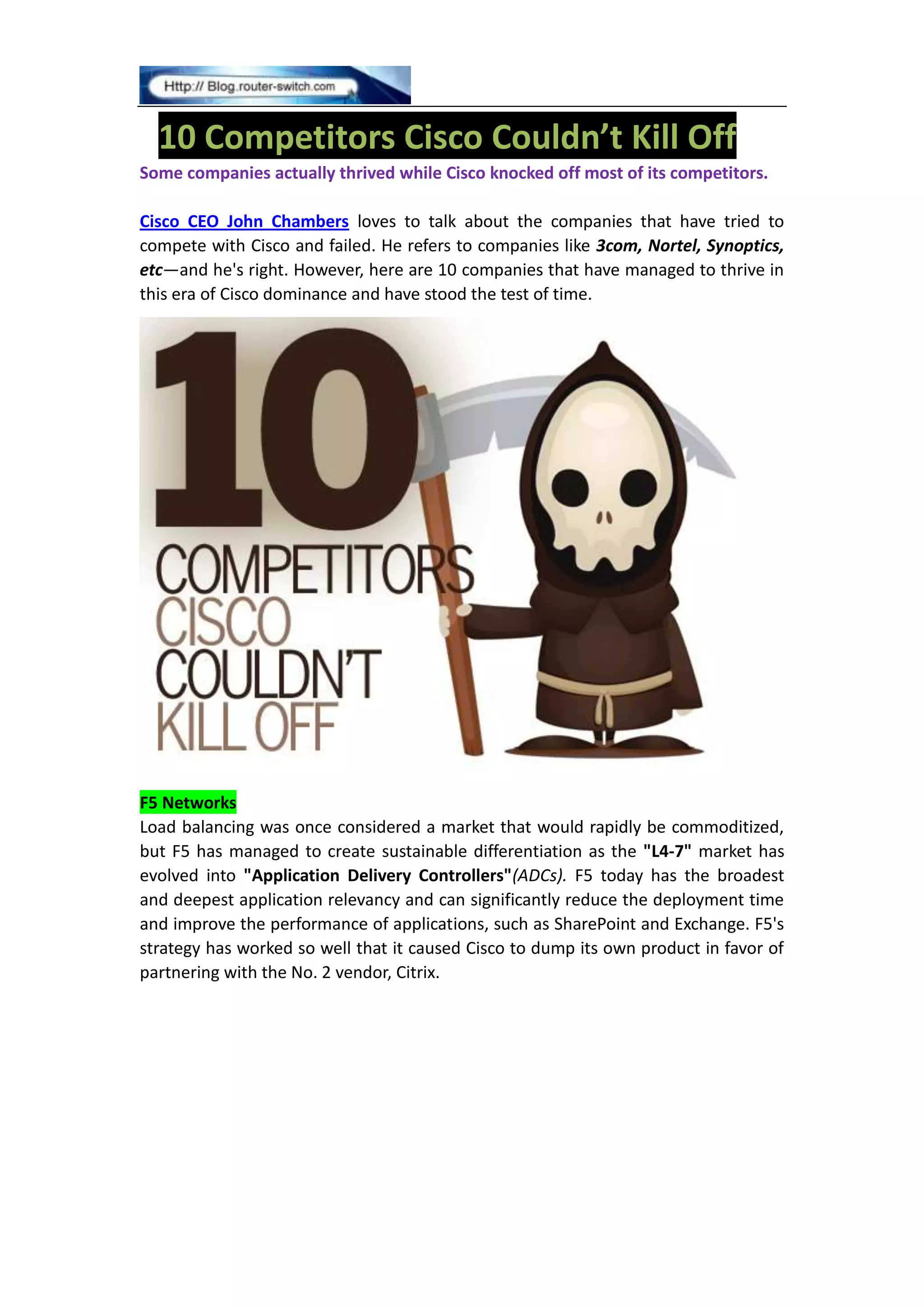 Cisco's top 10 rivals | DOCX