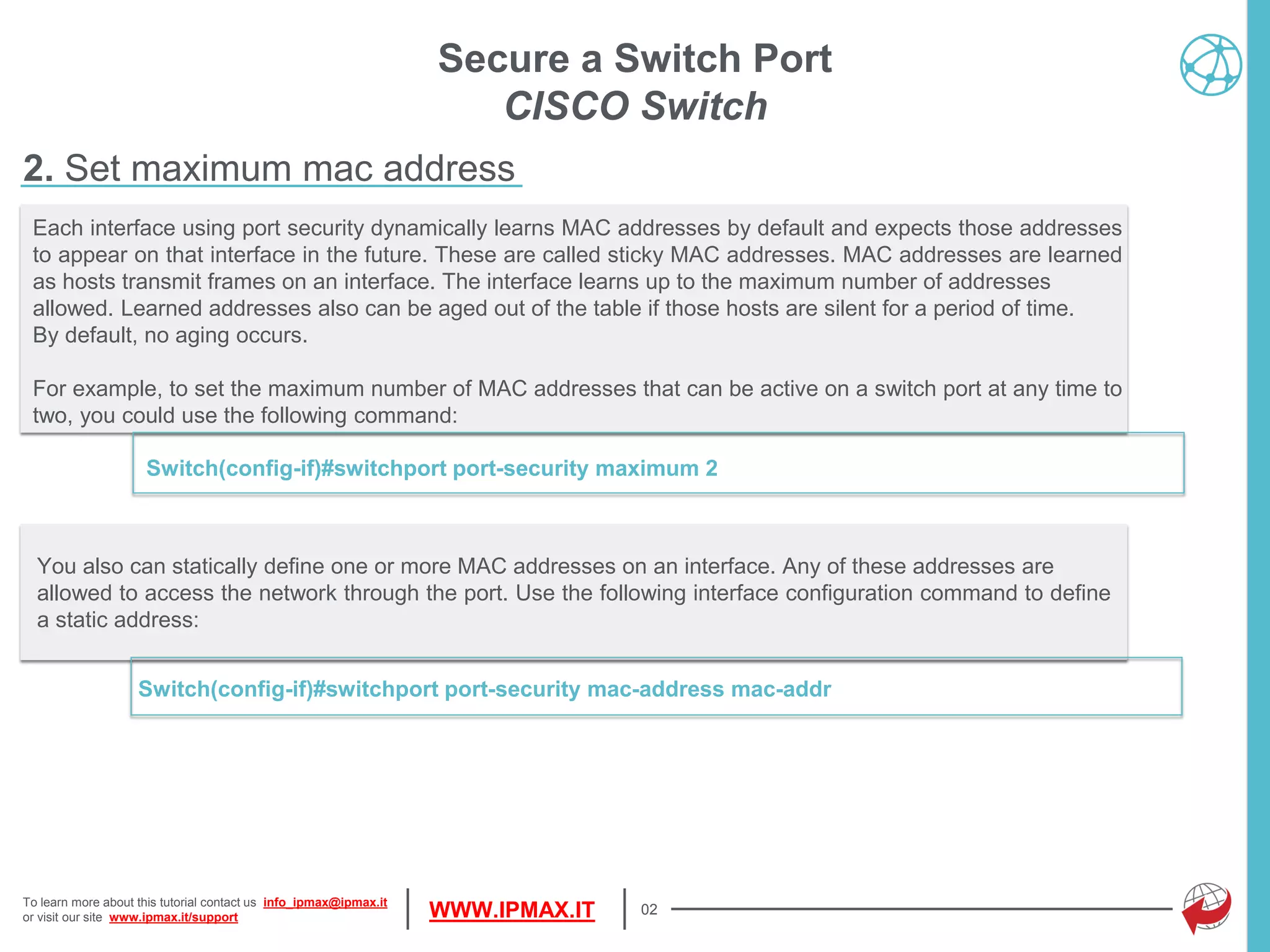 Cisco Switch How To Secure A Switch Port Pdf Operating Systems Computer Software And