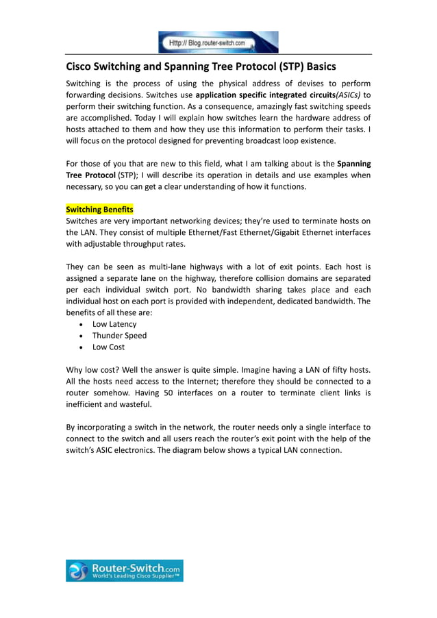 Cisco switching and spanning tree protocol (stp) basics | PDF