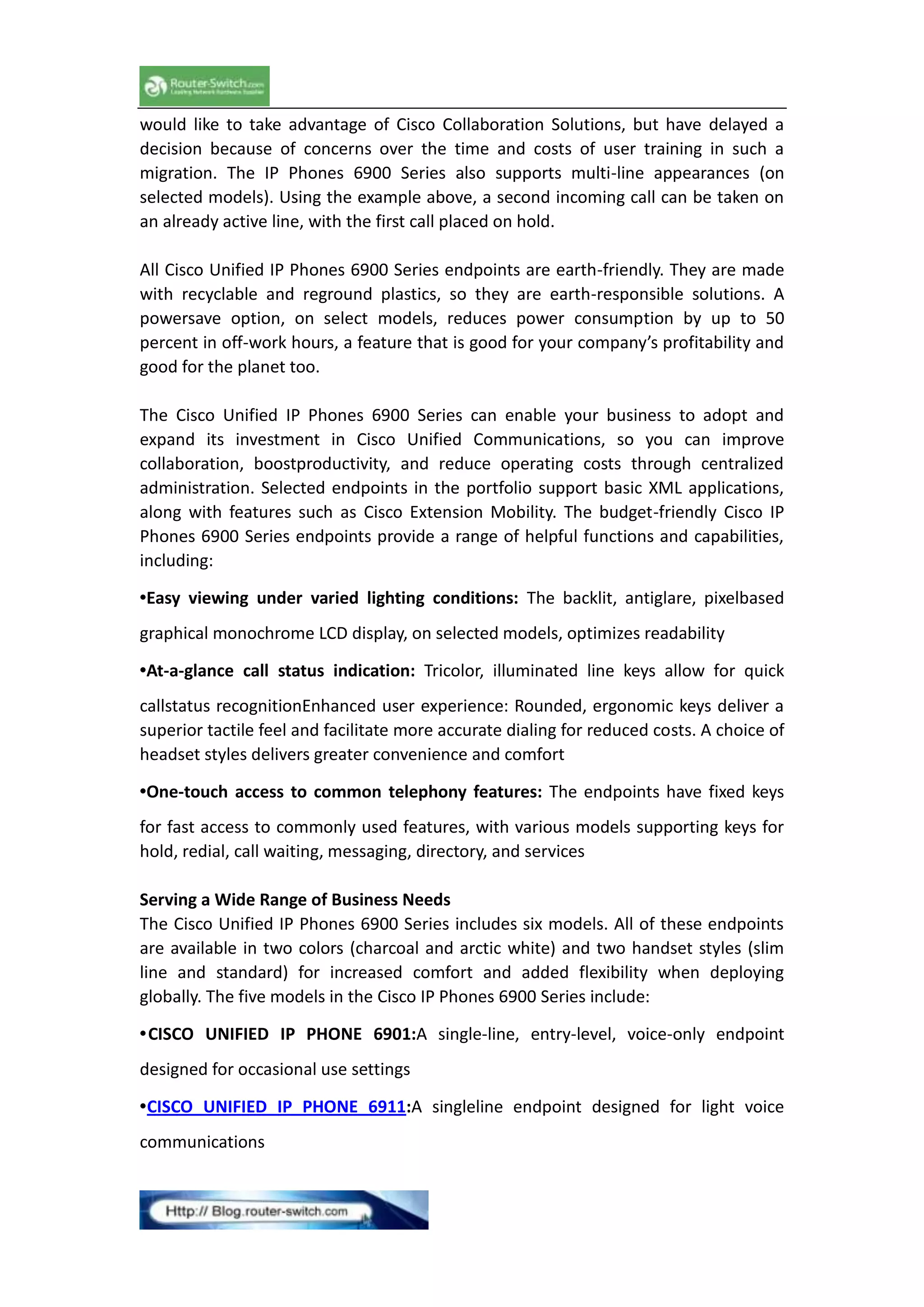 Cisco unified ip phone 6900 user friendly, eco-friendly, and budget ...