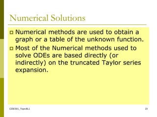 SE301 Numerical Methods Topic 8 Ordinary Differential Equations | PPT