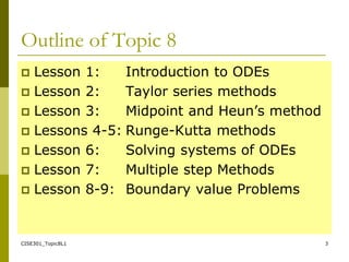 SE301 Numerical Methods Topic 8 Ordinary Differential Equations | PPT