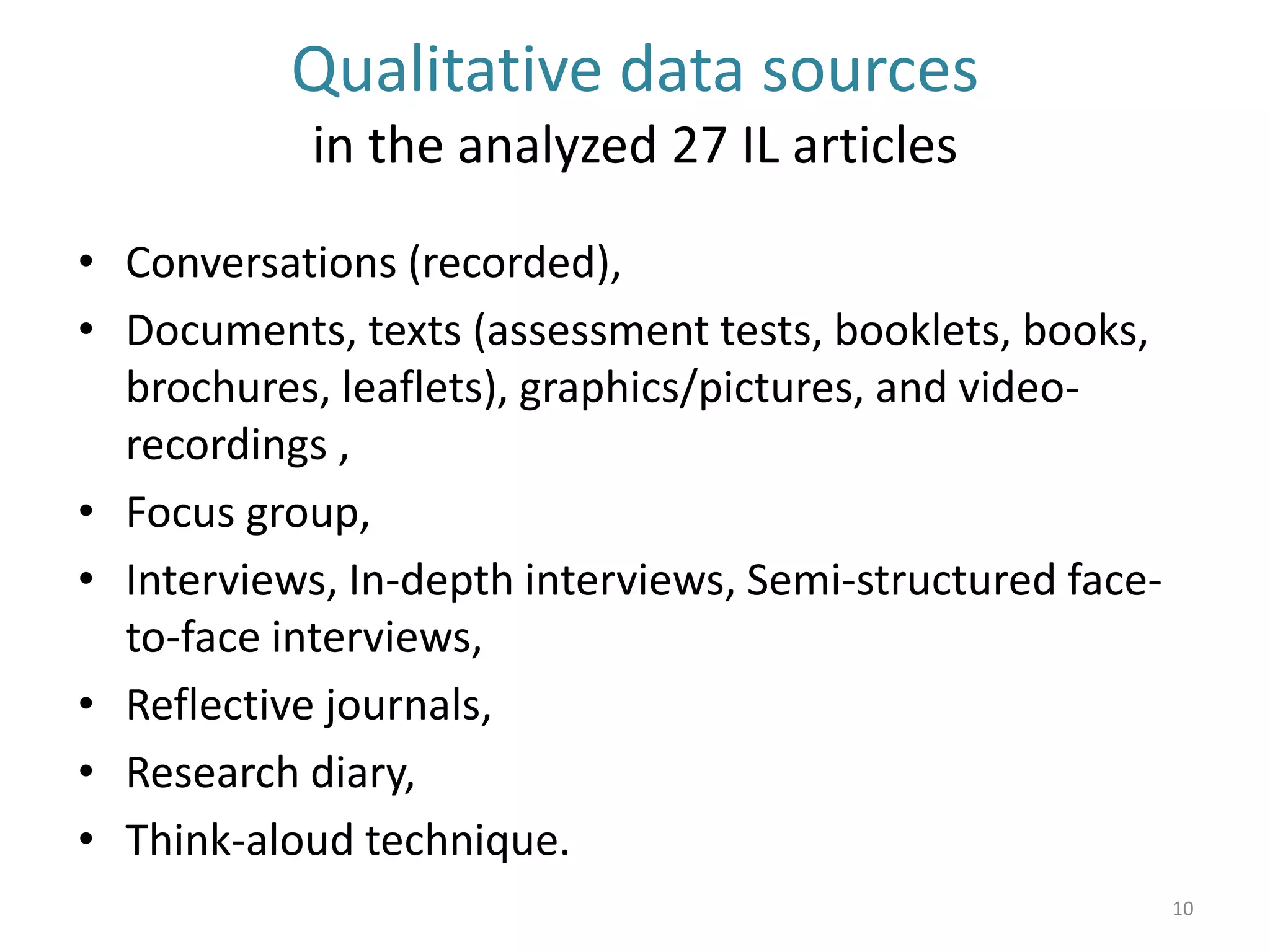 Qualitative research in the field of Information Literacy in the second ...