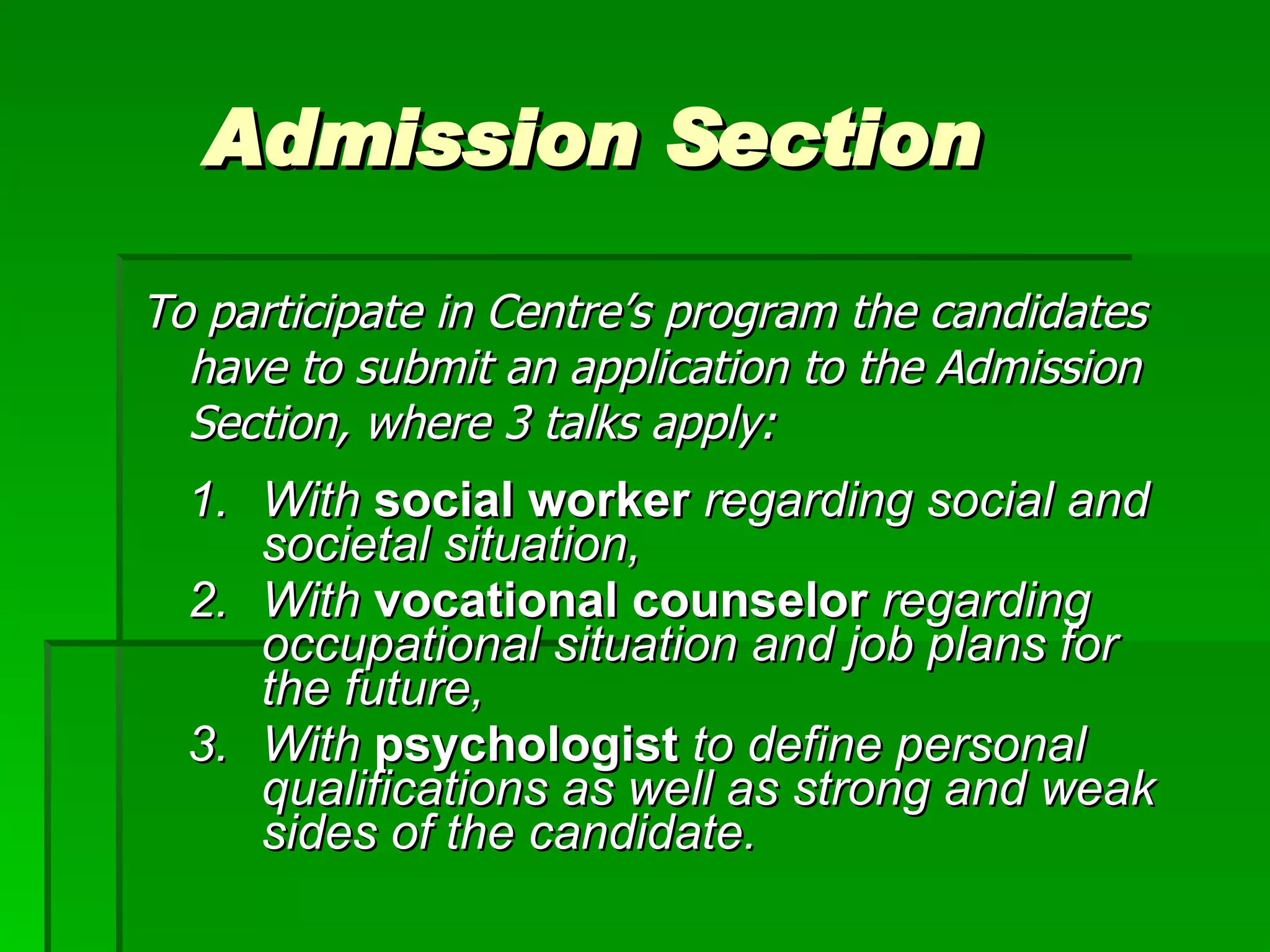 Centre of Social Integration | PPT | Vocational Training | Careers