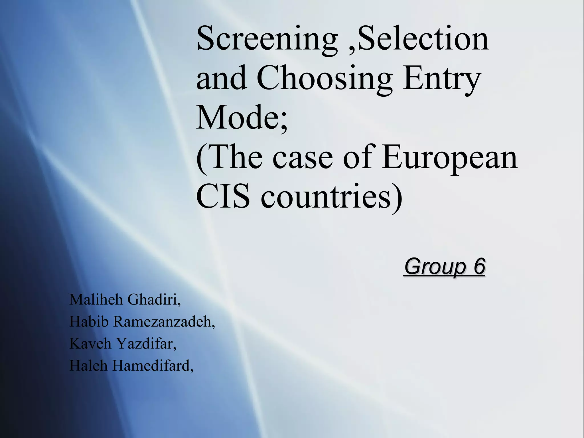 Entering the CIS market for export | PPT