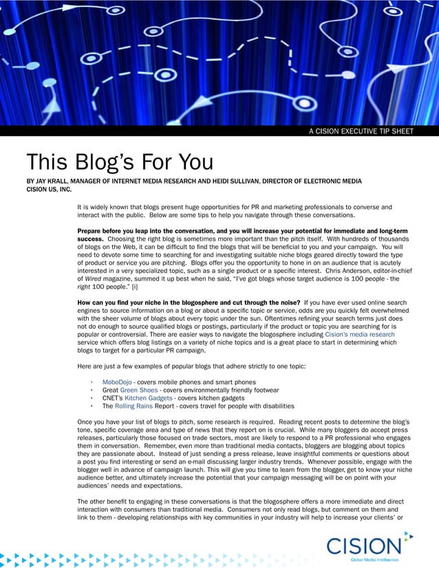Cision This Blog For You | PDF | Social Networking | Internet