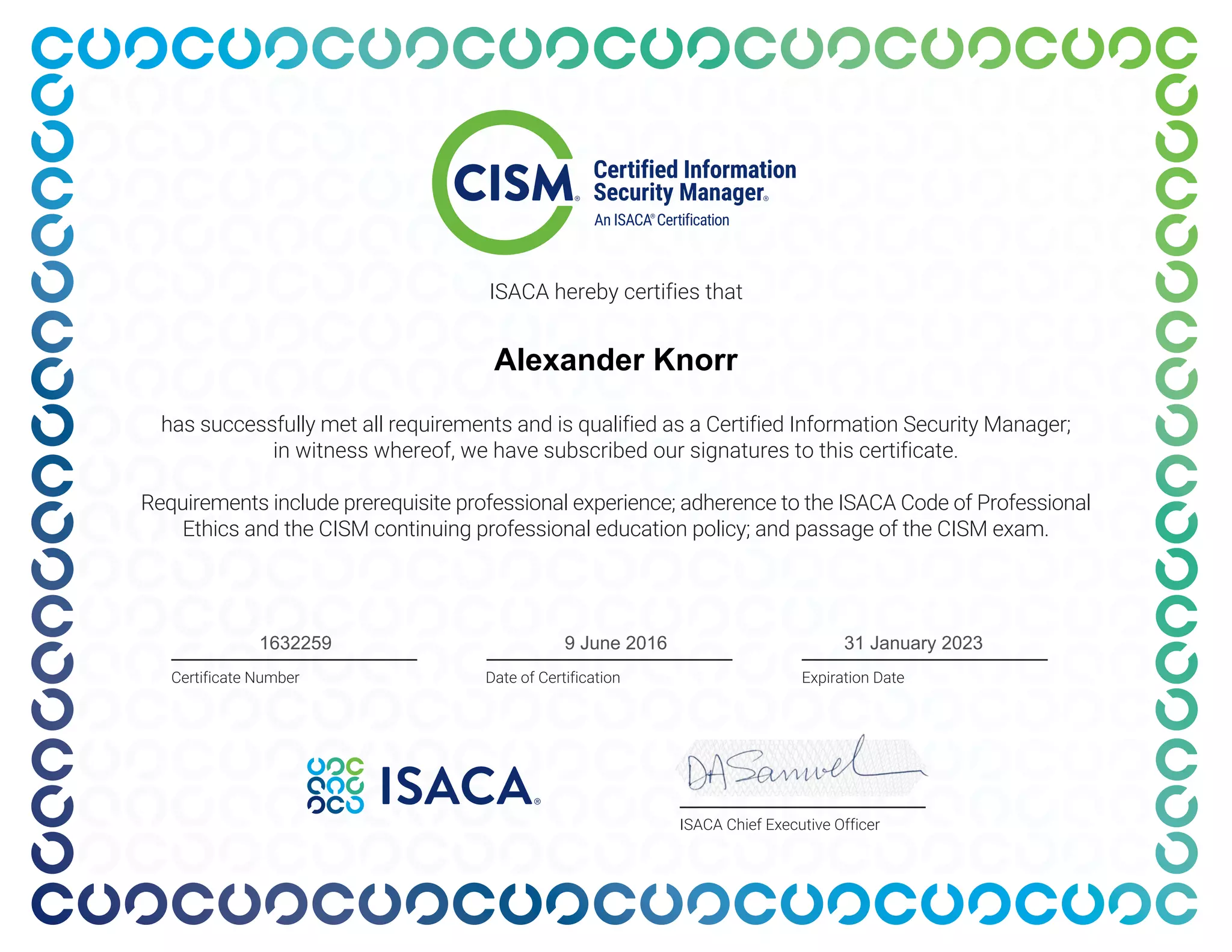 ISACA Certified Information Security Manager (CISM) Alexander Knor | PPT