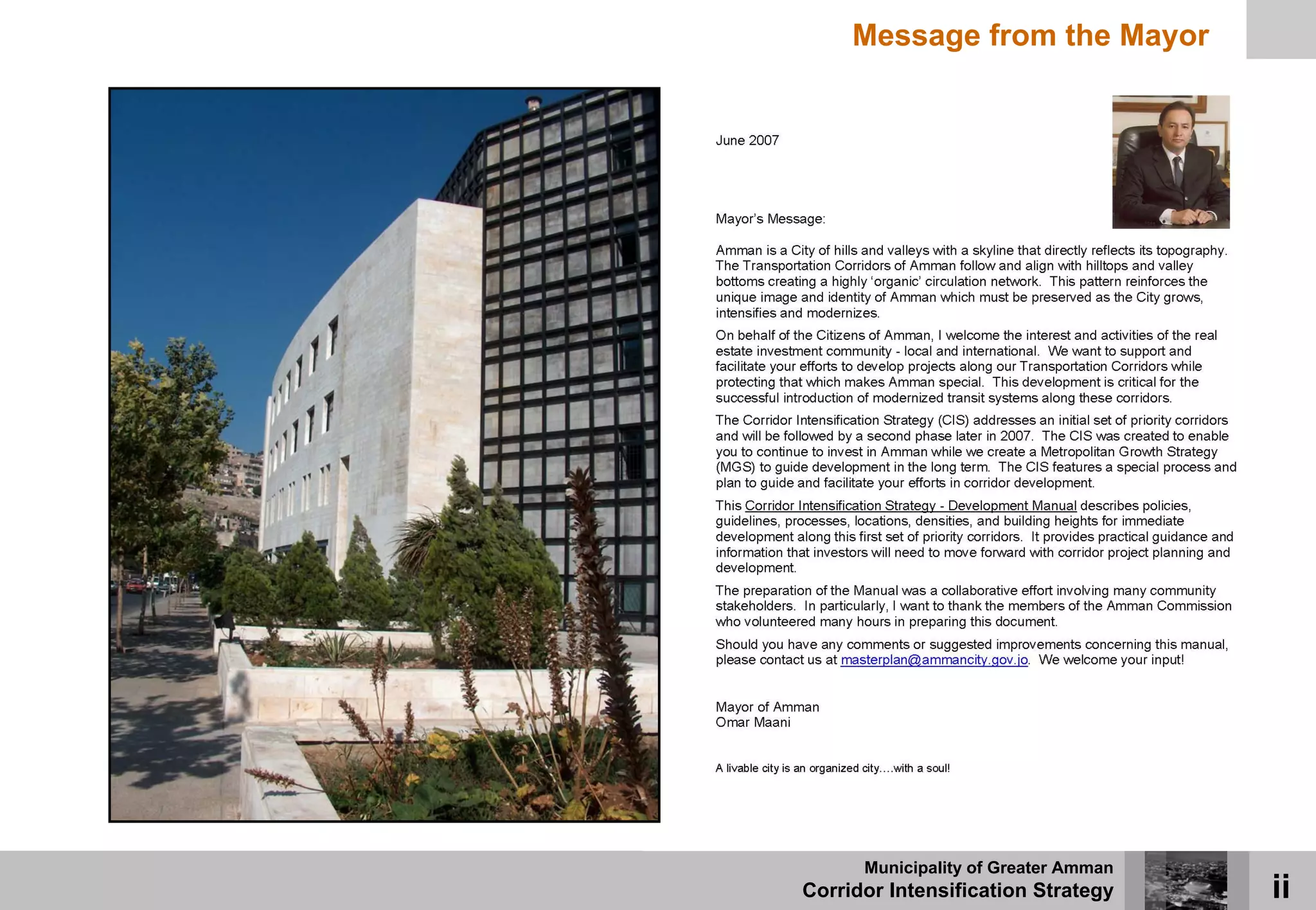 Corridor Intensification Strategy (CIS) | Amman Institute | PDF