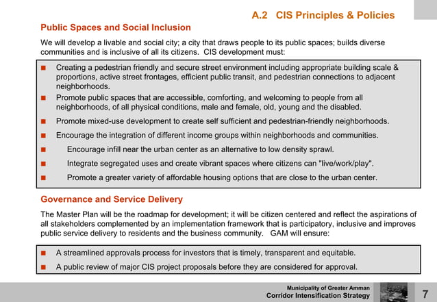 Corridor Intensification Strategy (CIS) | Amman Institute | PPT