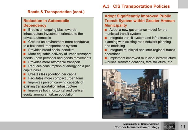 Corridor Intensification Strategy (CIS) | Amman Institute | PDF