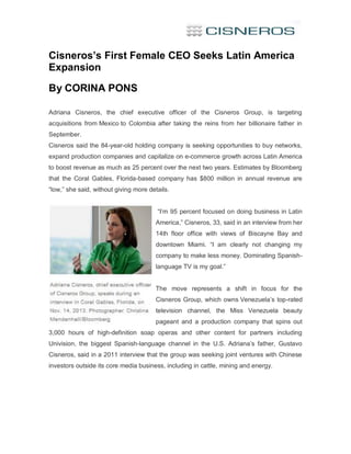 Cisneros’s first female ceo seeks latin america expansion | PDF ...
