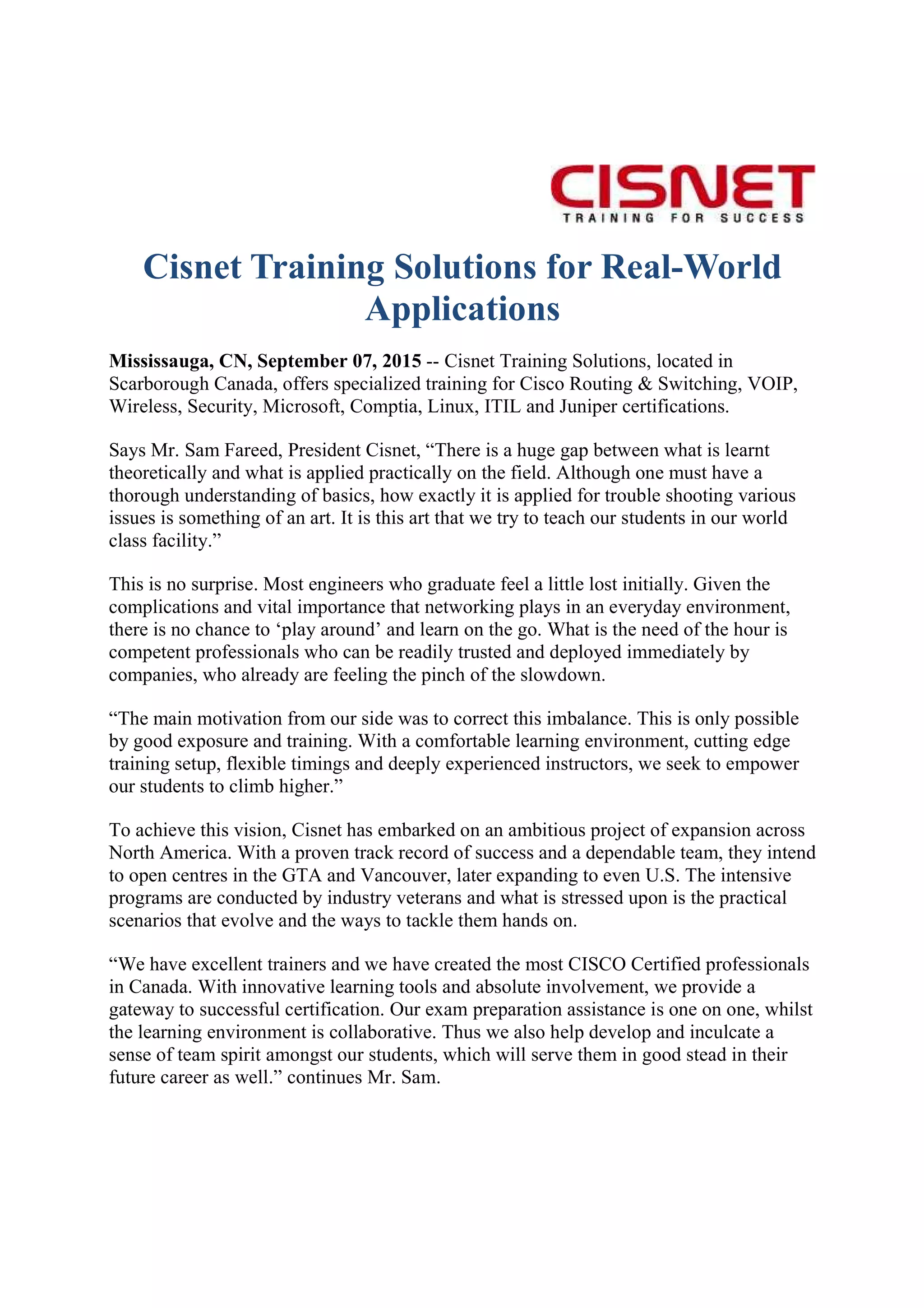 Cisnet training solutions for real world applications | PDF