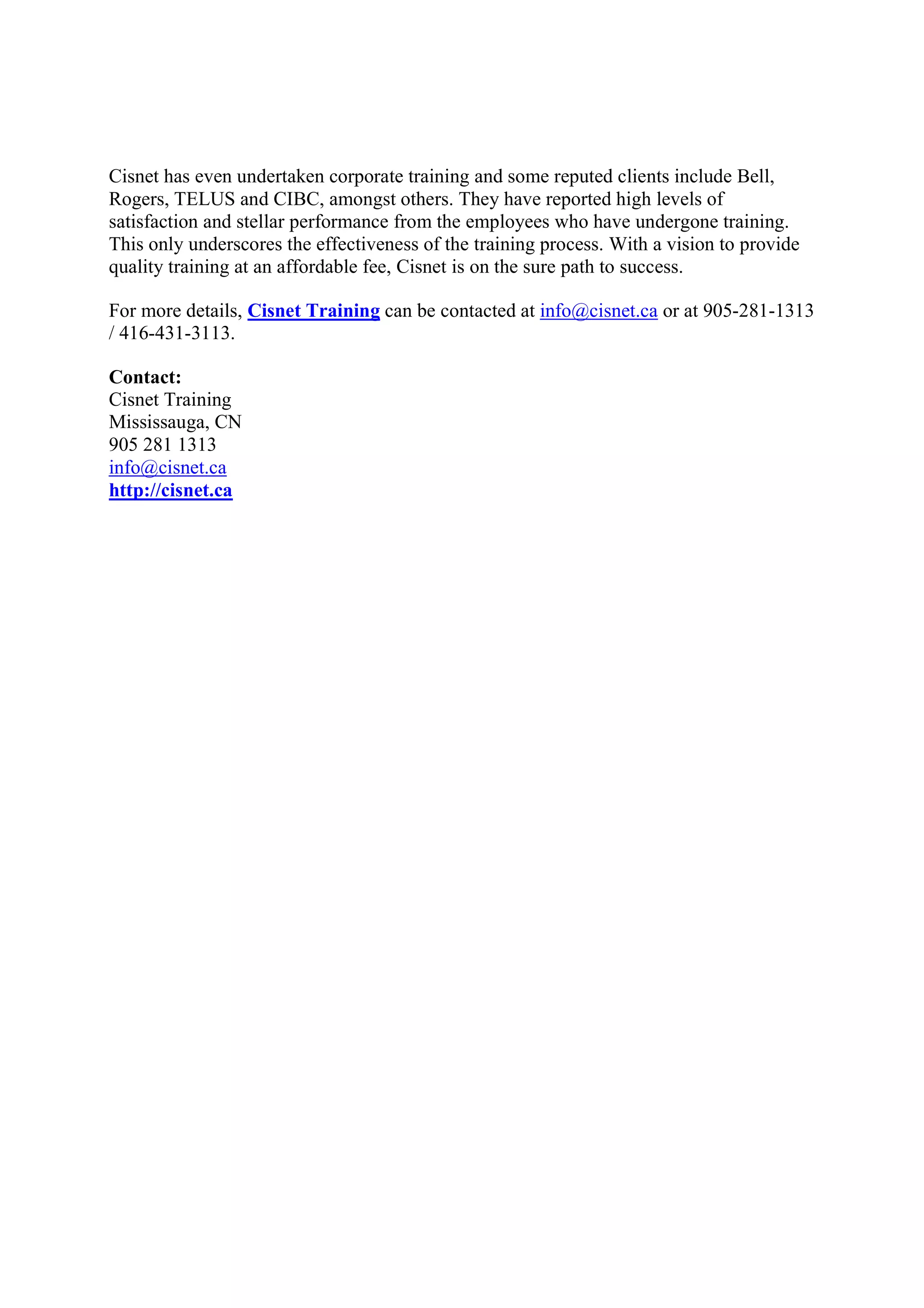 Cisnet training solutions for real world applications | PDF