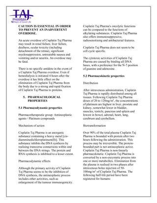 Cisplatin for Injection Taj Pharma SmPC | PDF