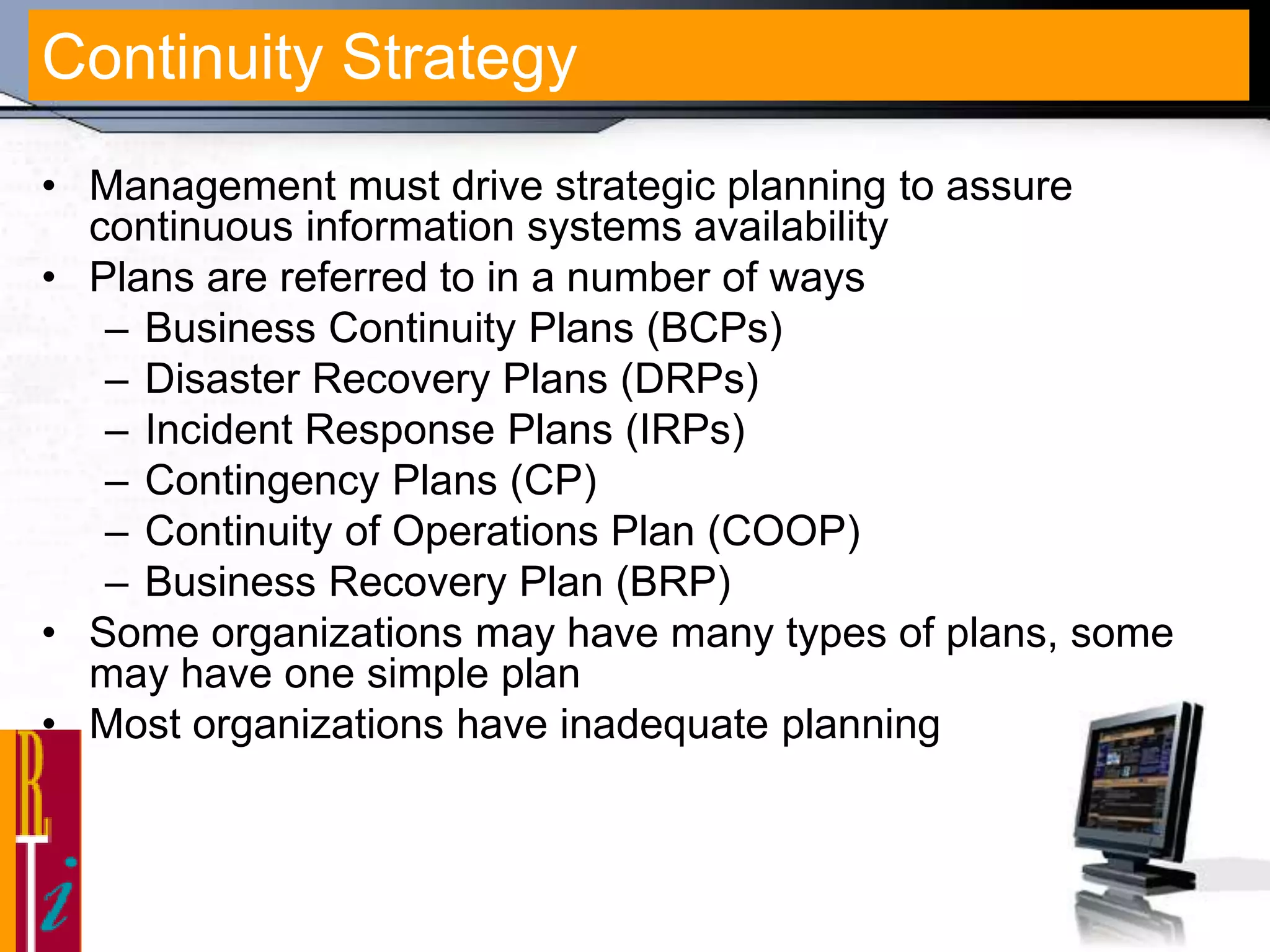 IT Business Continuity Planning 2004 | PPT