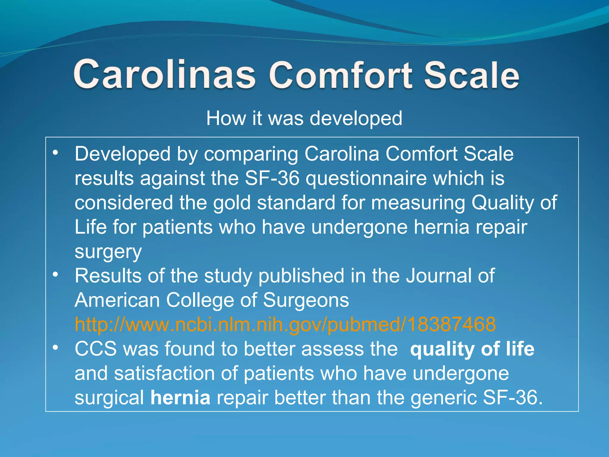 Carolinas Comfort Scale | PPT