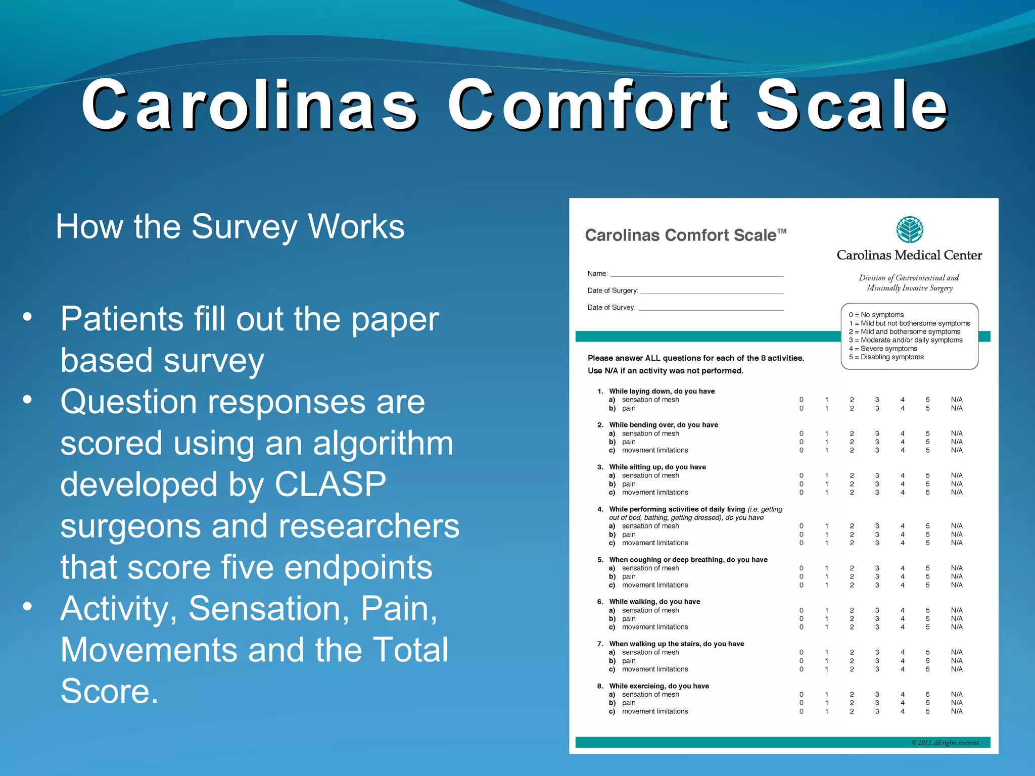 Carolinas Comfort Scale | PPT