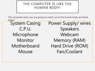 CIS Project - Computer Parts vs. Human Body Parts PowerPoint.pptx ...