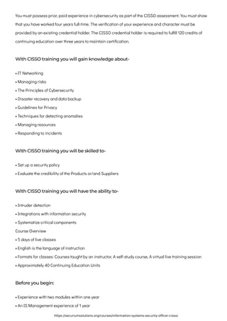 CISSO Certification| CISSO Training | CISSO | PDF