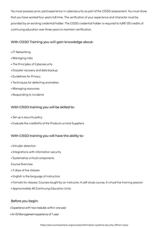 CISSO Certification | CISSO Training | CISSO | PDF