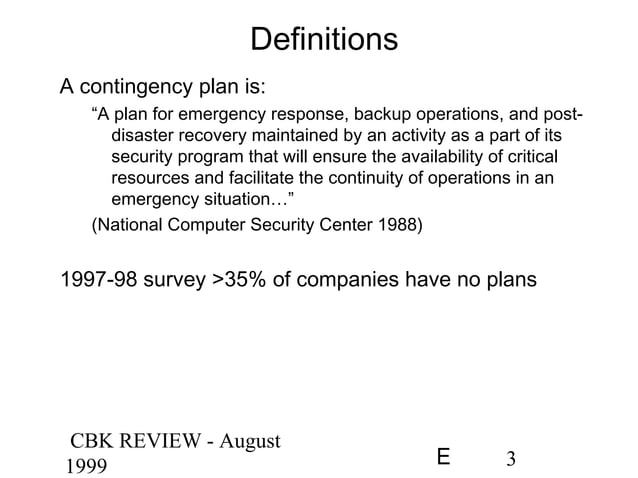 Cissp business continuity planning | PPT | Business | Business and Finance