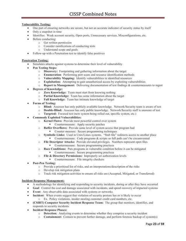 Cissp combined notes | PDF | Information and Network Security | Computing