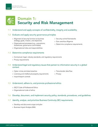 Cissp exam outline 121417- final (2) | PDF
