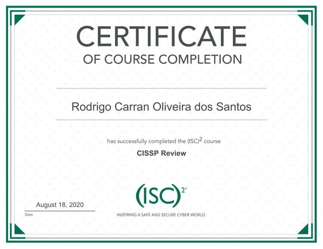CISSP Preview Course Completion Certificate_CISSP Review_Oliveira dos ...